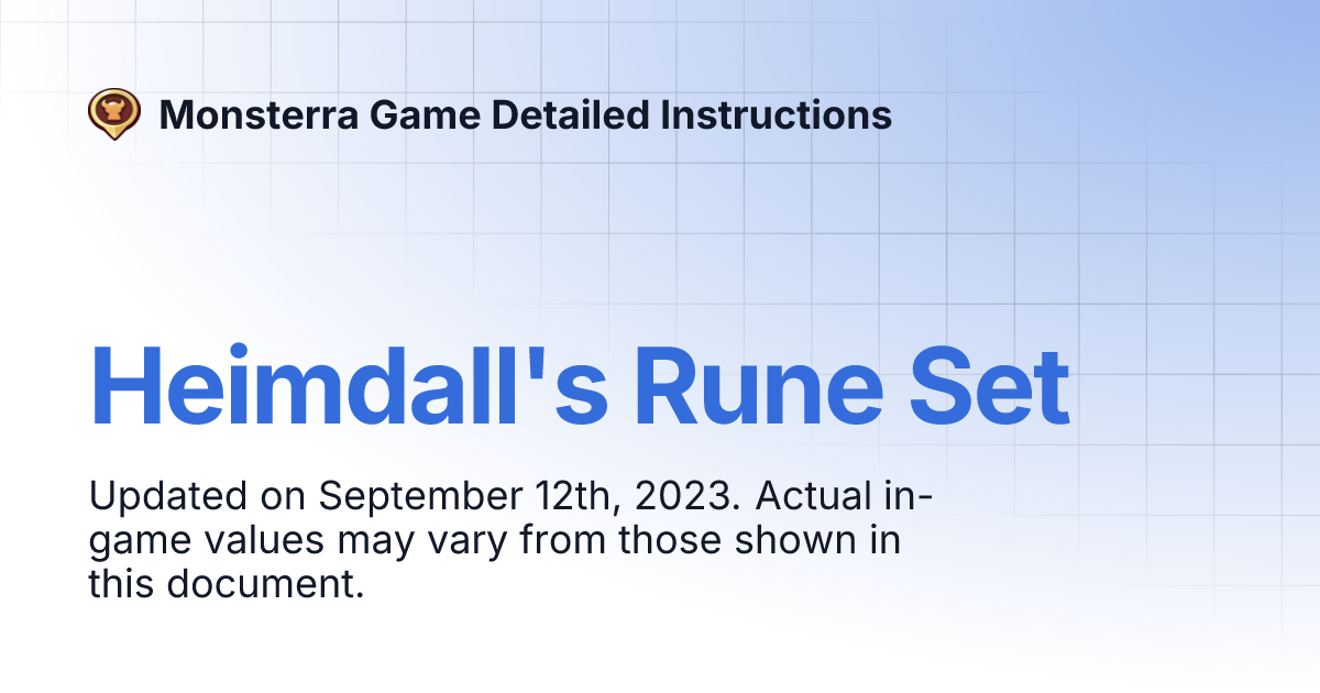 Heimdall's Rune Set | Monsterra Game Detailed Instructions