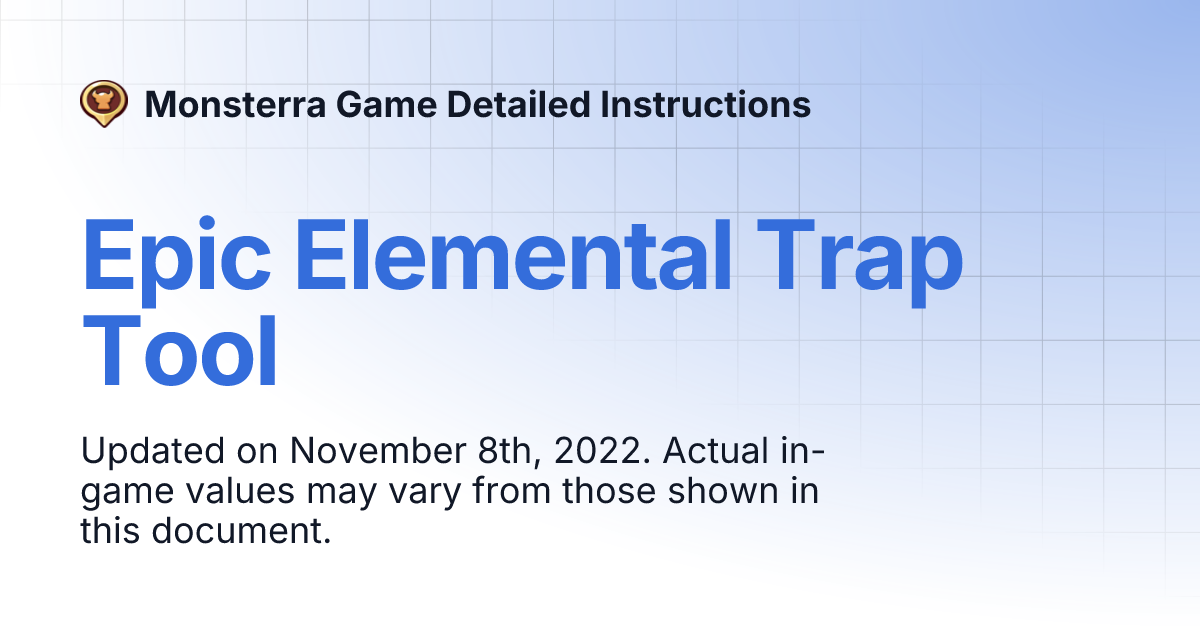 Epic Elemental Trap Tool | Monsterra Game Detailed Instructions