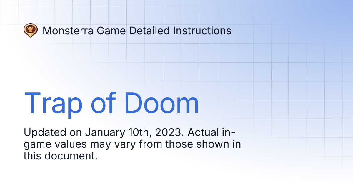 Trap of Doom | Monsterra Game Detailed Instructions