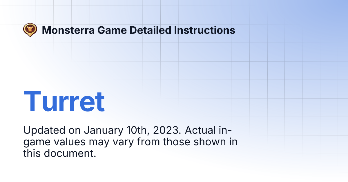 Turret | Monsterra Game Detailed Instructions