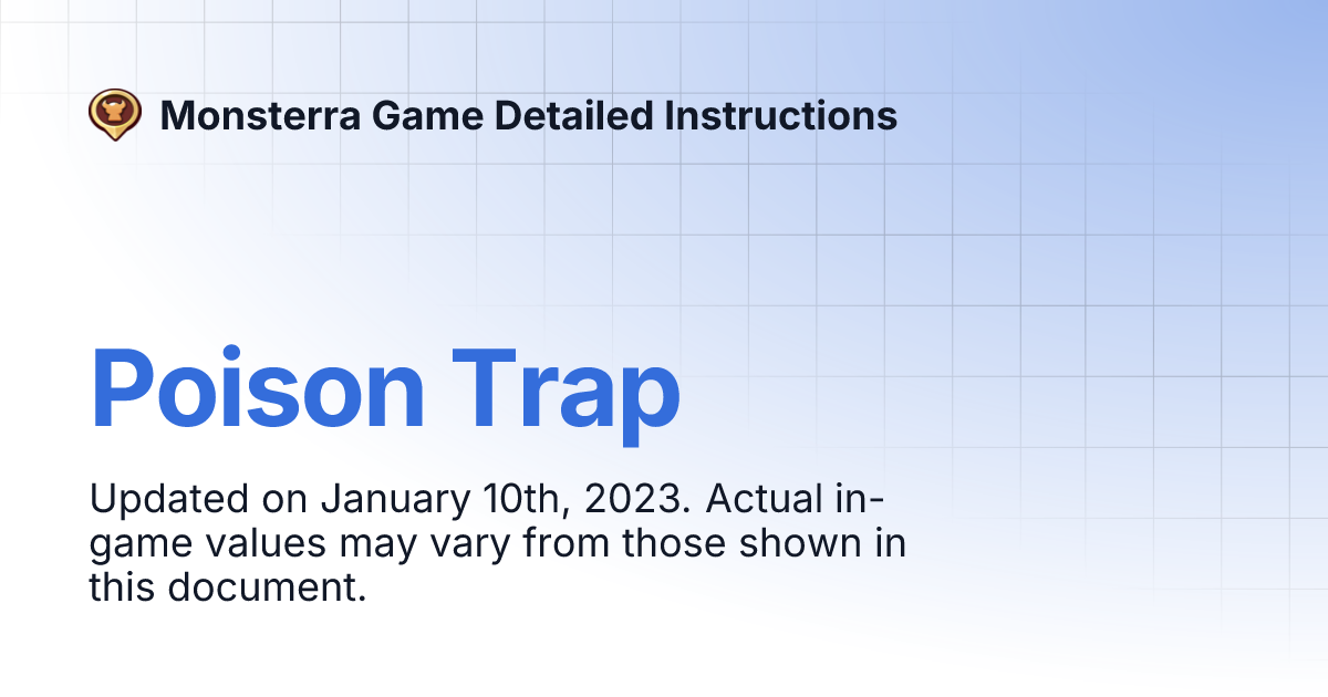 Poison Trap | Monsterra Game Detailed Instructions