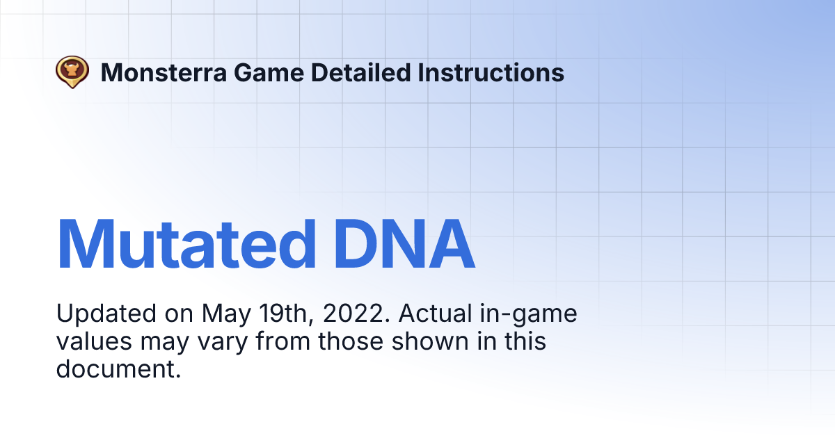 Mutated DNA | Monsterra Game Detailed Instructions