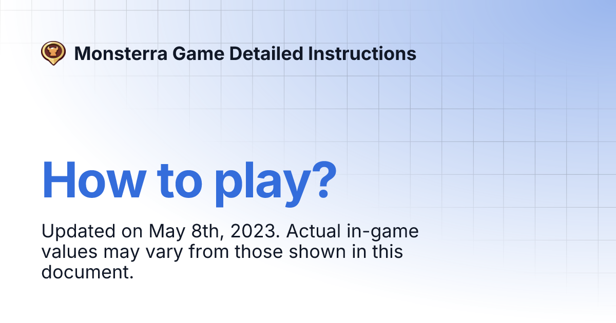 How to play? | Monsterra Game Detailed Instructions