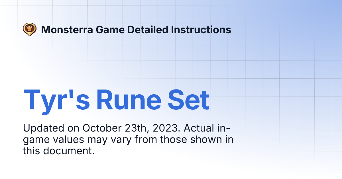 Tyr's Rune Set | Monsterra Game Detailed Instructions