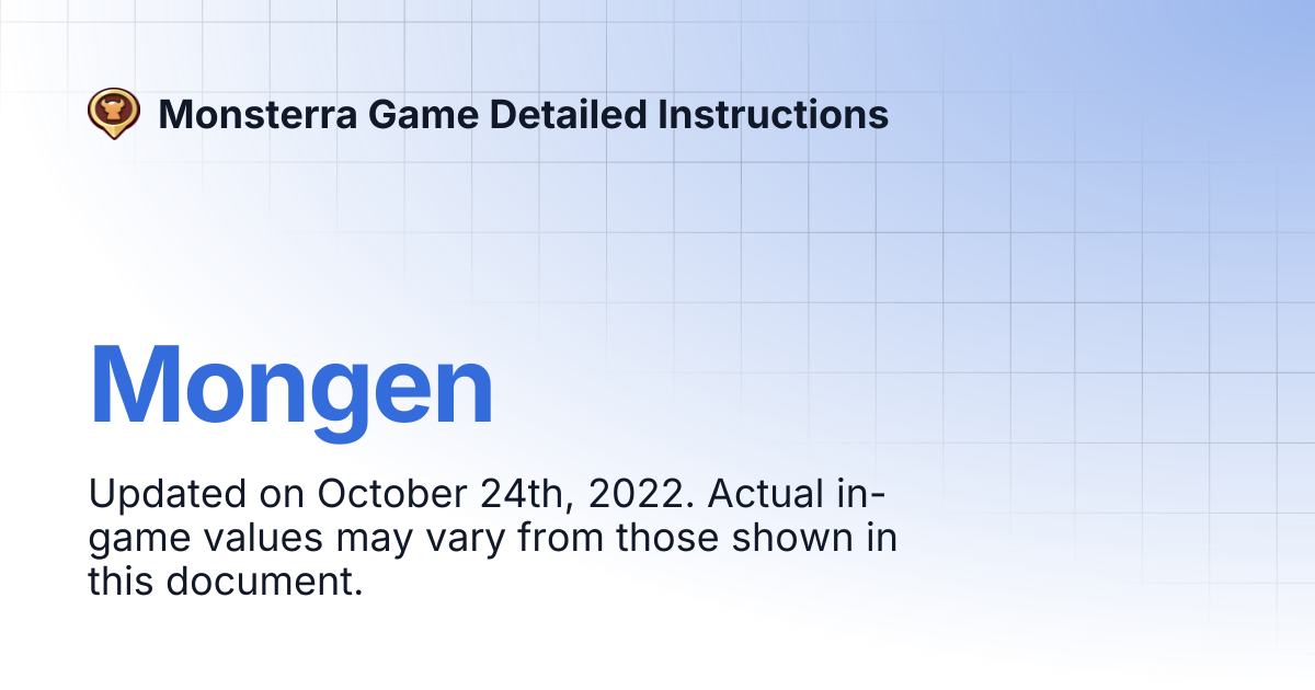 Mongen | Monsterra Game Detailed Instructions
