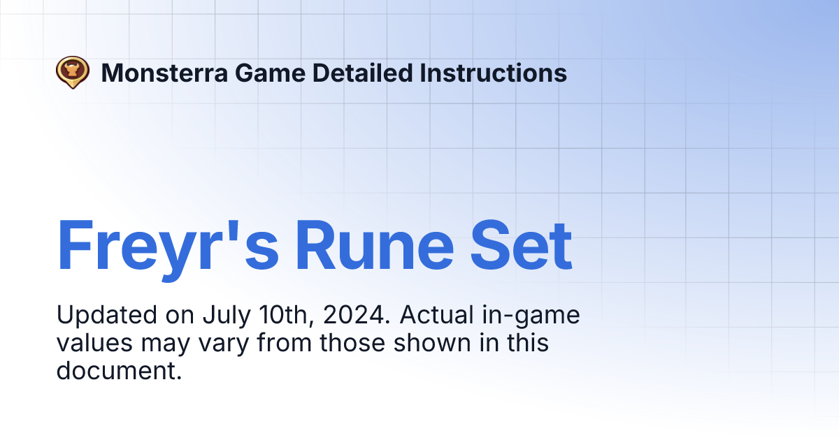 Freyr's Rune Set | Monsterra Game Detailed Instructions