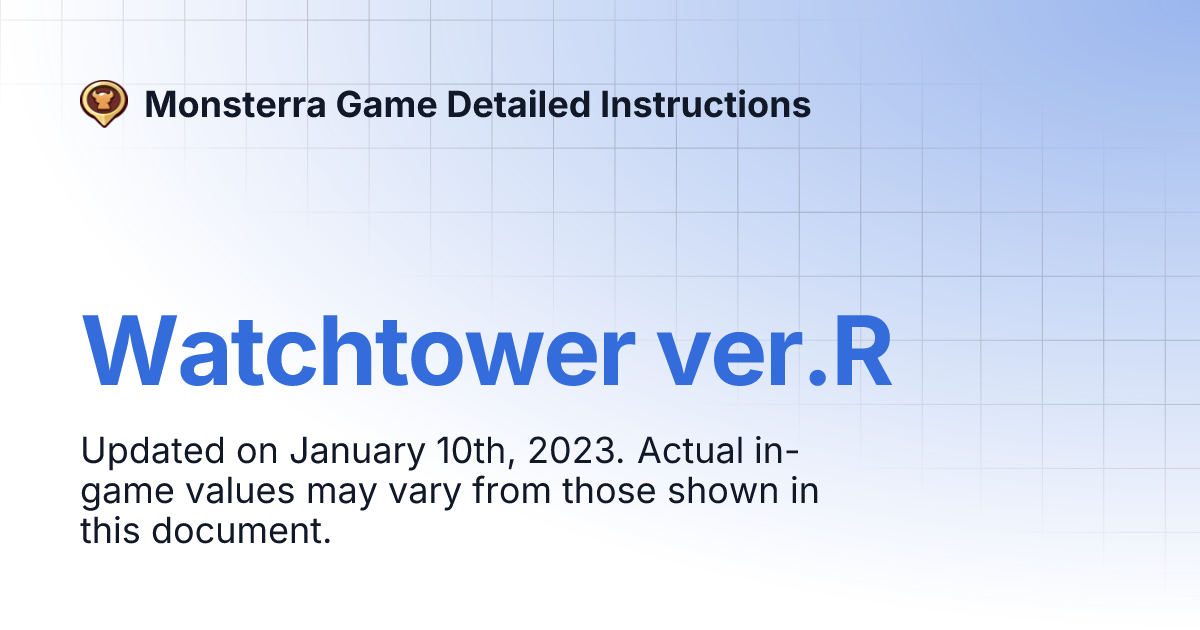 Watchtower ver.R | Monsterra Game Detailed Instructions