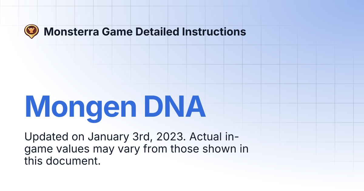 Mongen DNA | Monsterra Game Detailed Instructions